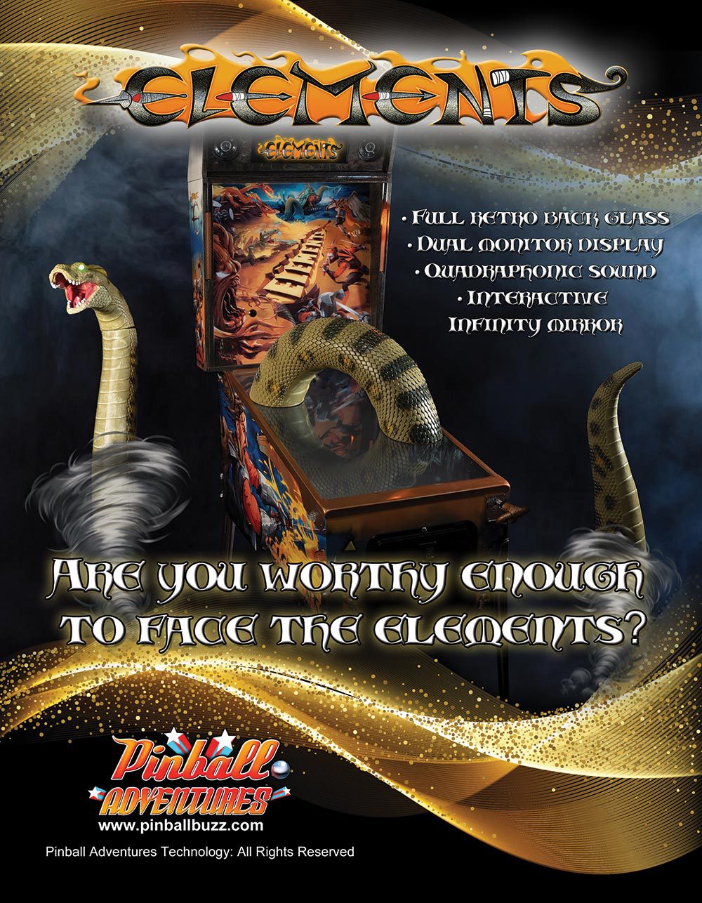 Elements Pinball Machine - Pinball Adventures - Custom Game